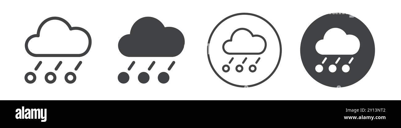 Cloud with hail icon simple flat vector symbol outline collection set ...