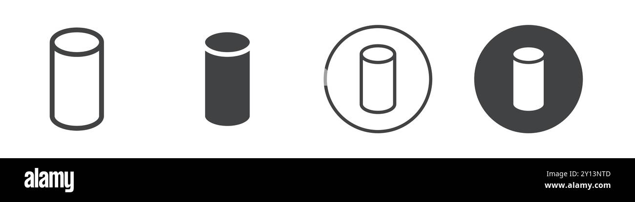 Cylinder geometrical icon simple flat vector symbol outline collection ...