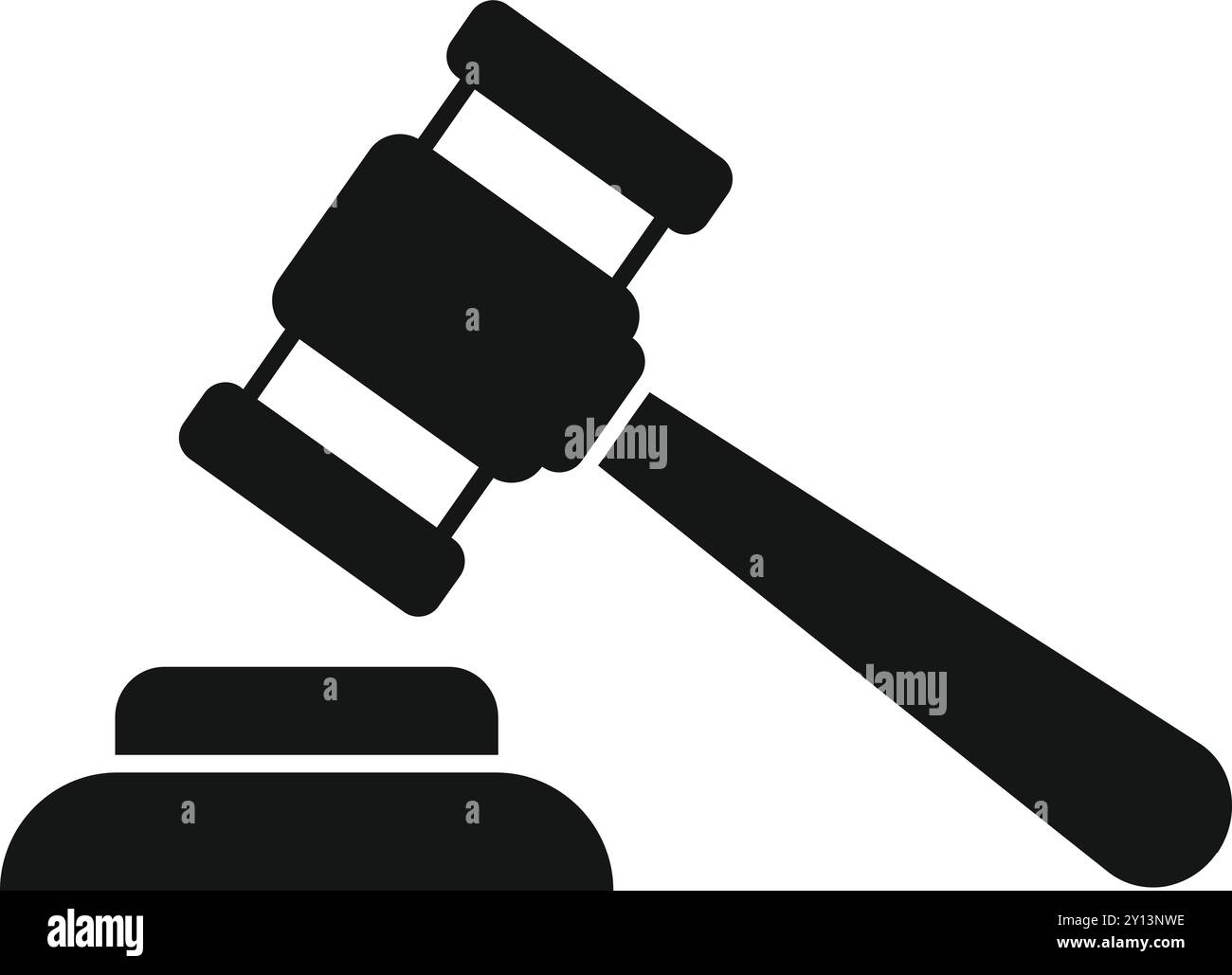 Black and white vector icon of a judge's gavel striking a sound block ...