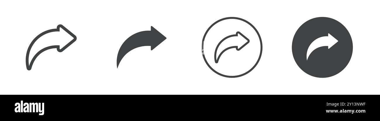 Curved Arrow icon simple flat vector symbol outline collection set logo Stock Vector Image & Art ...