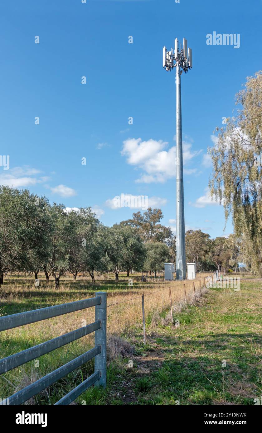 Small local mobile cell phone tower in a rural area near Tamworth ...