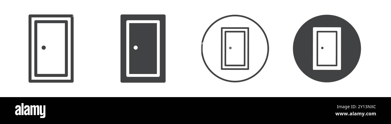 Door front icon simple flat vector symbol outline collection set logo ...