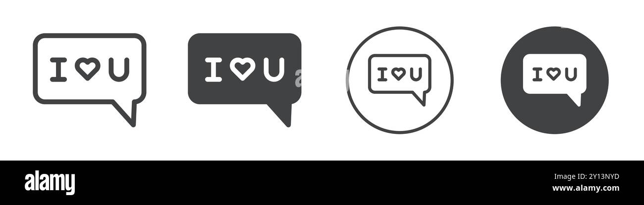 I love you message icon simple flat vector symbol outline collection ...