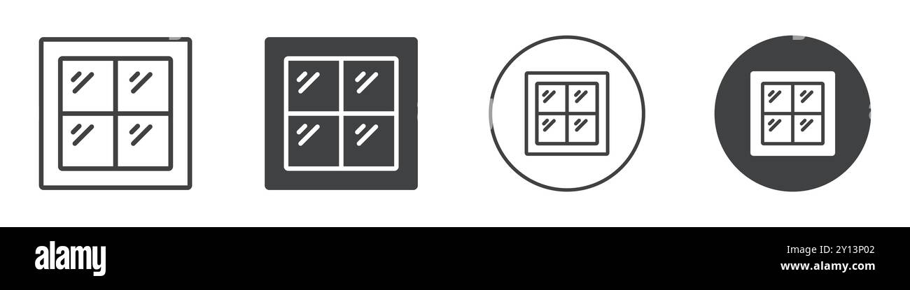 Glass window icon simple flat vector symbol outline collection set logo Stock Vector Image & Art ...