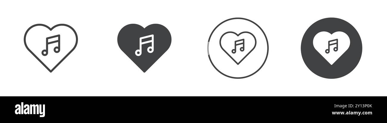Favorite music icon simple flat vector symbol outline collection set ...