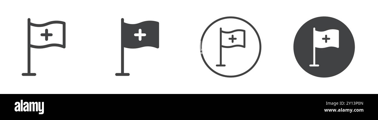 Medical flag icon simple flat vector symbol outline collection set logo ...