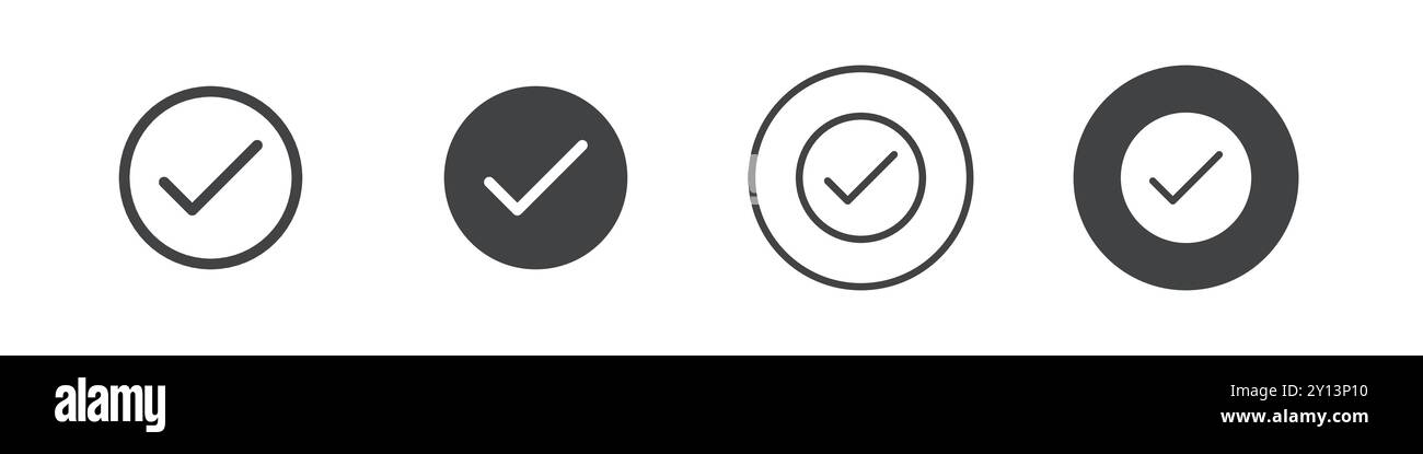 Confirmation mark icon simple flat vector symbol outline collection set logo Stock Vector Image ...