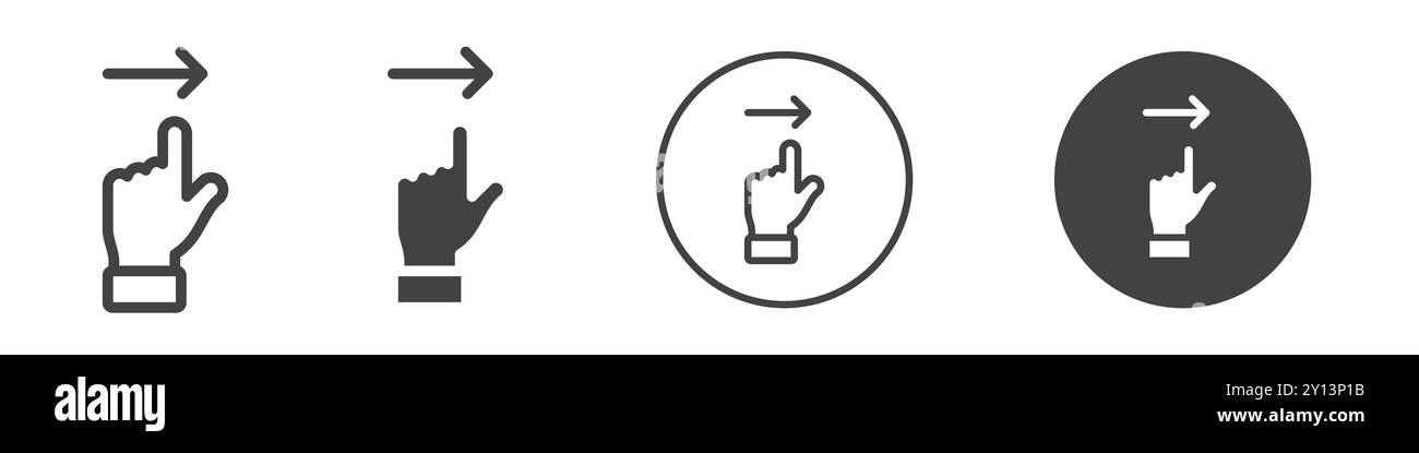 Finger swipe right gesture icon simple flat vector symbol outline ...