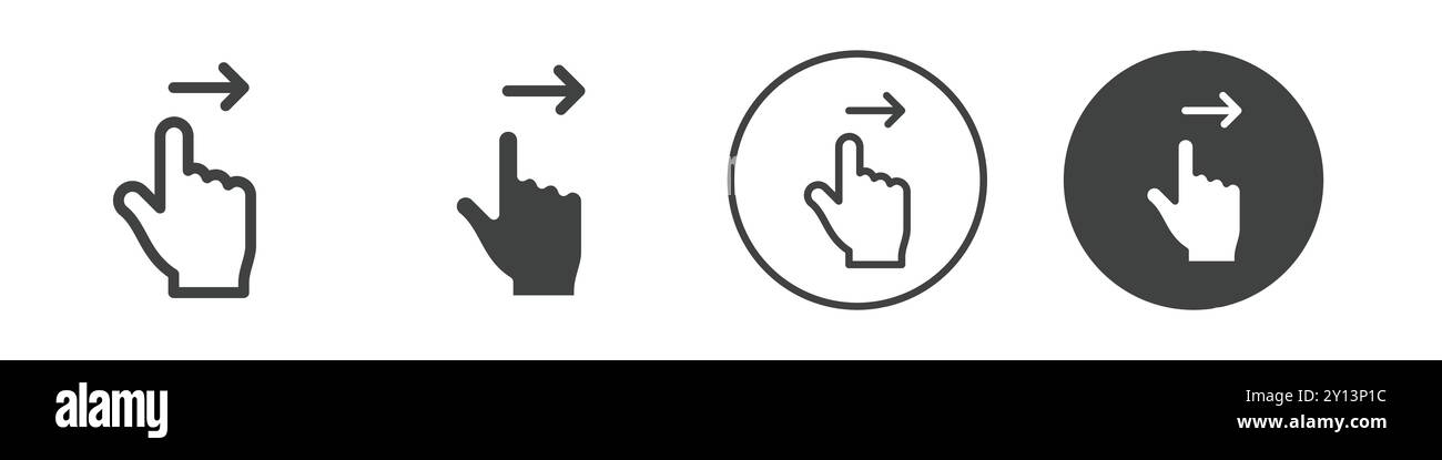 Finger swipe right icon simple flat vector symbol outline collection ...