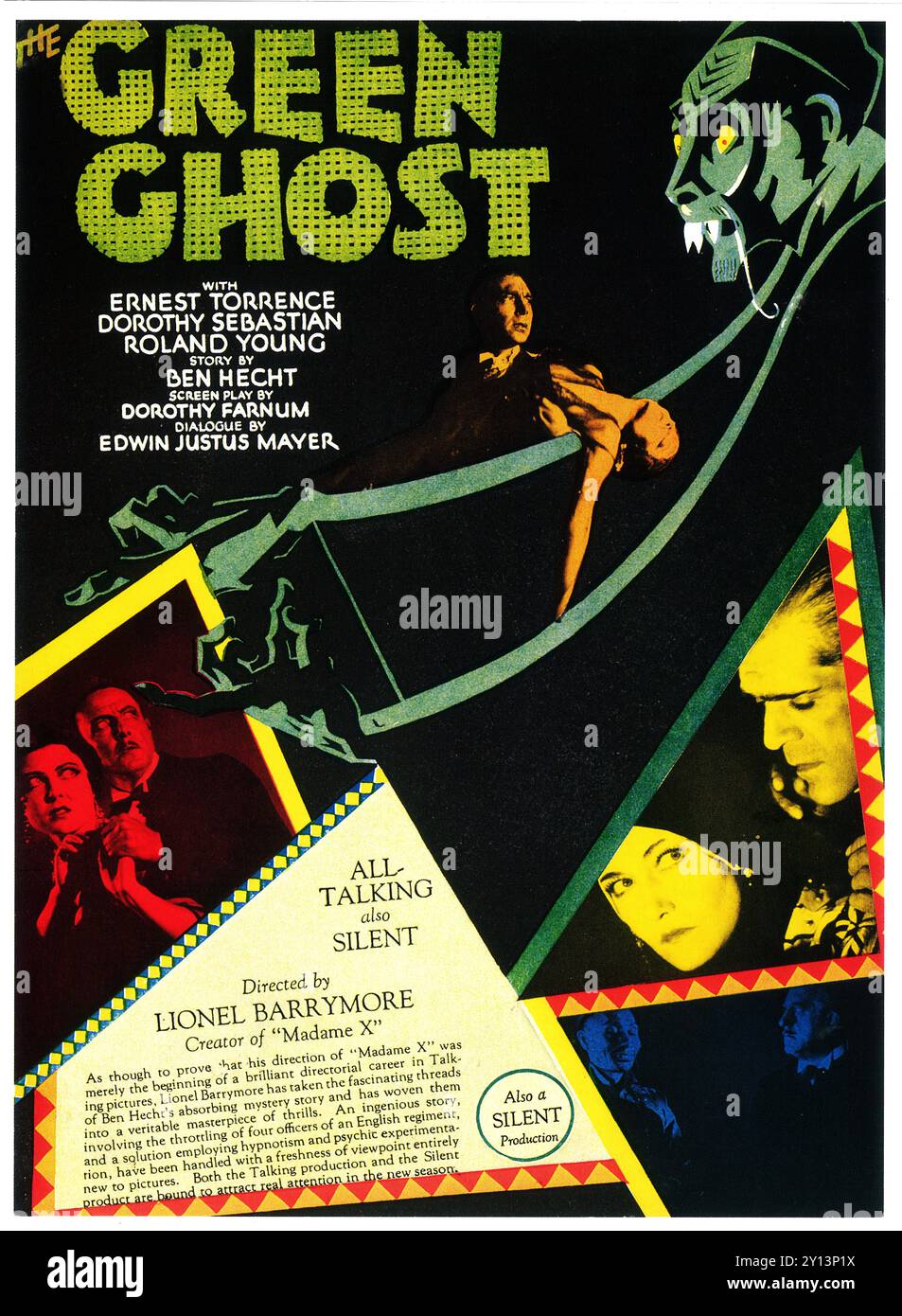 1929 The Green Ghost film poster - Released as The Unholy Night; with ...
