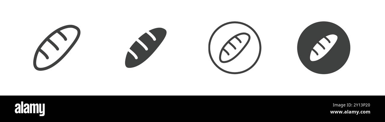 Loaf bread icon simple flat vector symbol outline collection set logo ...