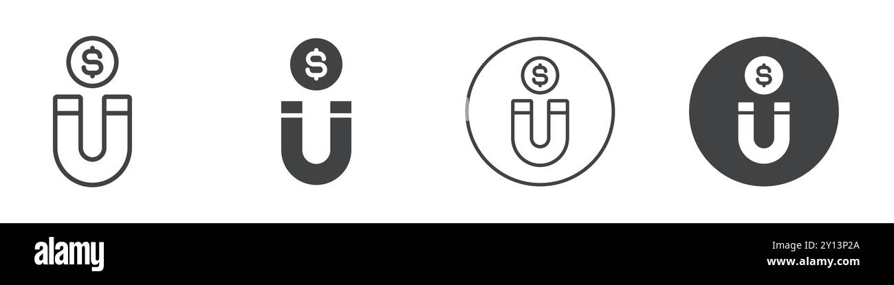 magnet money icon simple flat vector symbol outline collection set logo ...
