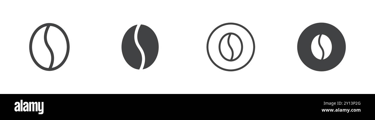 coffee bean icon simple flat vector symbol outline collection set logo ...