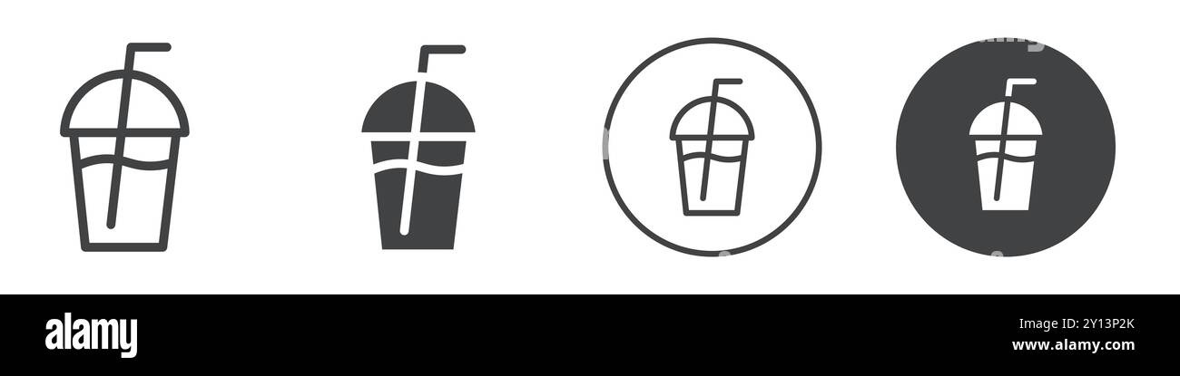 Milkshake drink icon simple flat vector symbol outline collection set logo Stock Vector Image ...