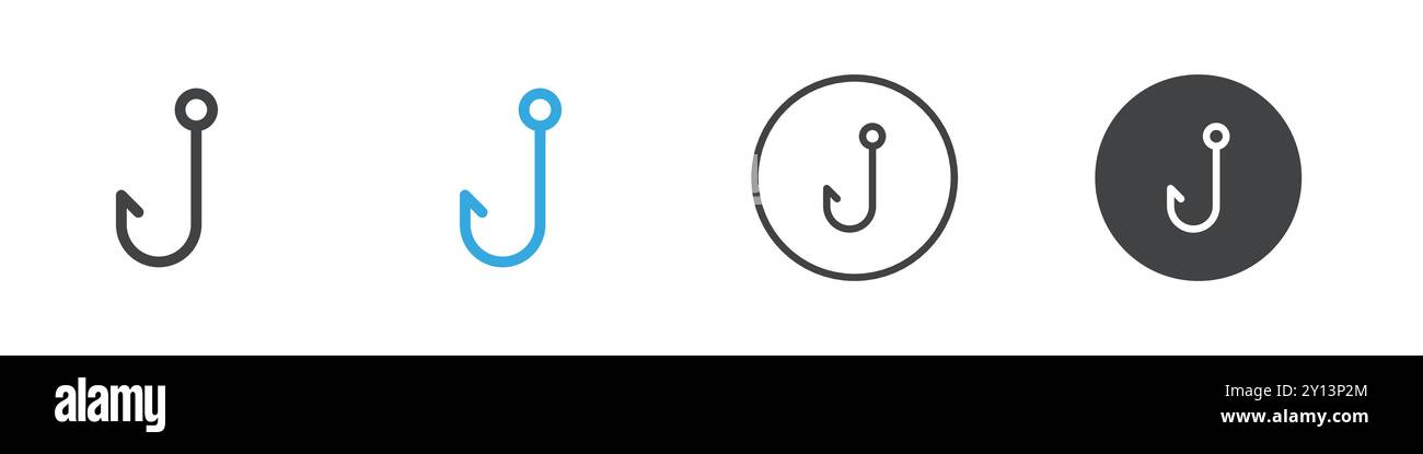 Fishing hook icon simple flat vector symbol outline collection set logo ...