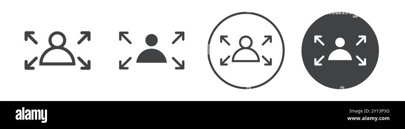 Man with arrows in four directions icon simple flat vector symbol ...