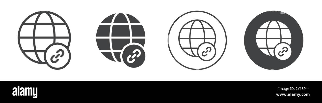 Network with chain link icon simple flat vector symbol outline ...