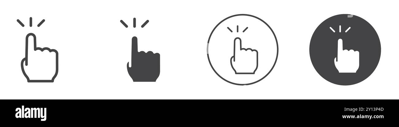 Finger press icon simple flat vector symbol outline collection set logo ...