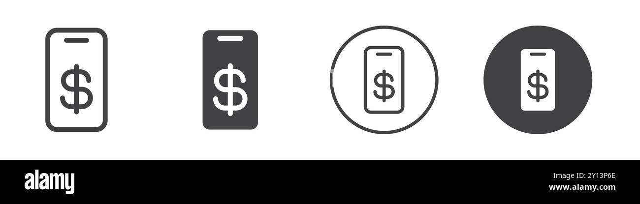mobile banking icon simple flat vector symbol outline collection set ...
