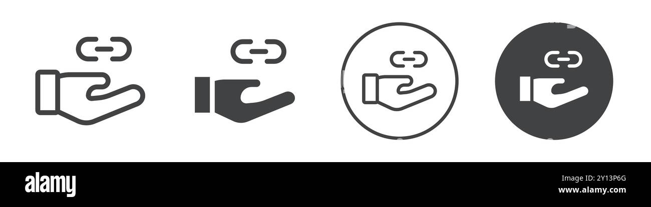 Hand with a link chain icon simple flat vector symbol outline ...