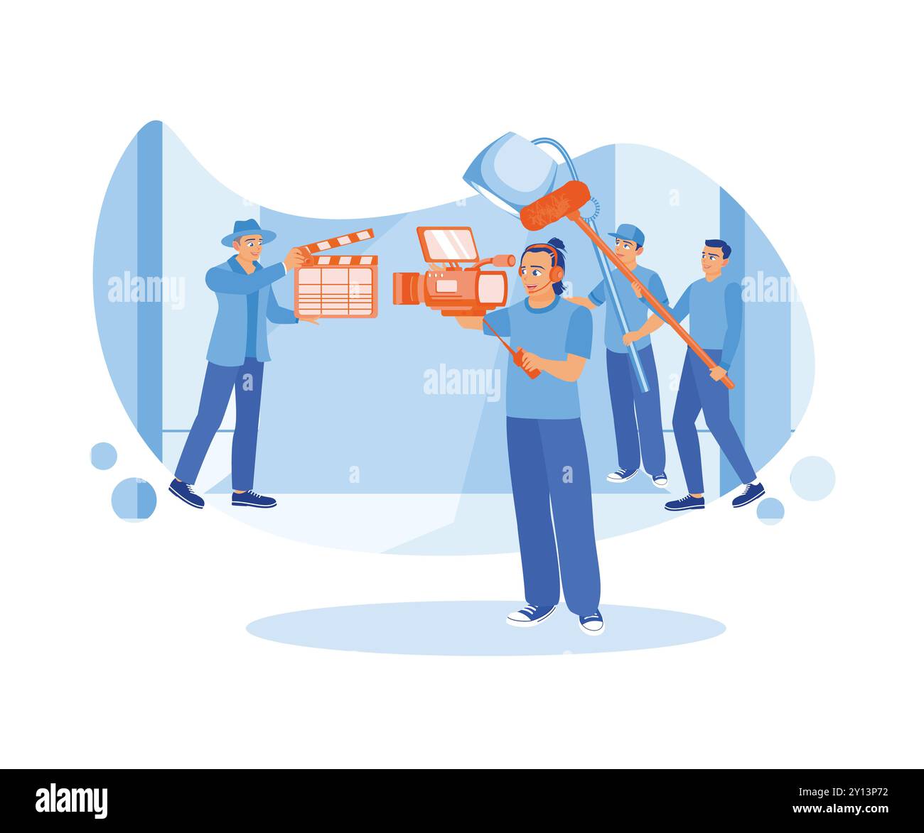 Behind the scenes of the filmmaking process. The film crew team filmed ...