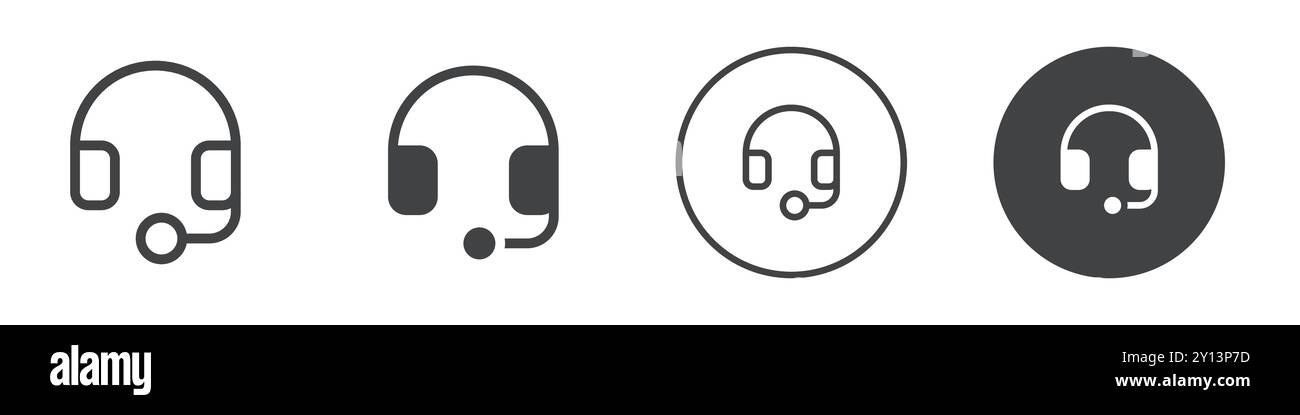 Headset icon simple flat vector symbol outline collection set logo ...