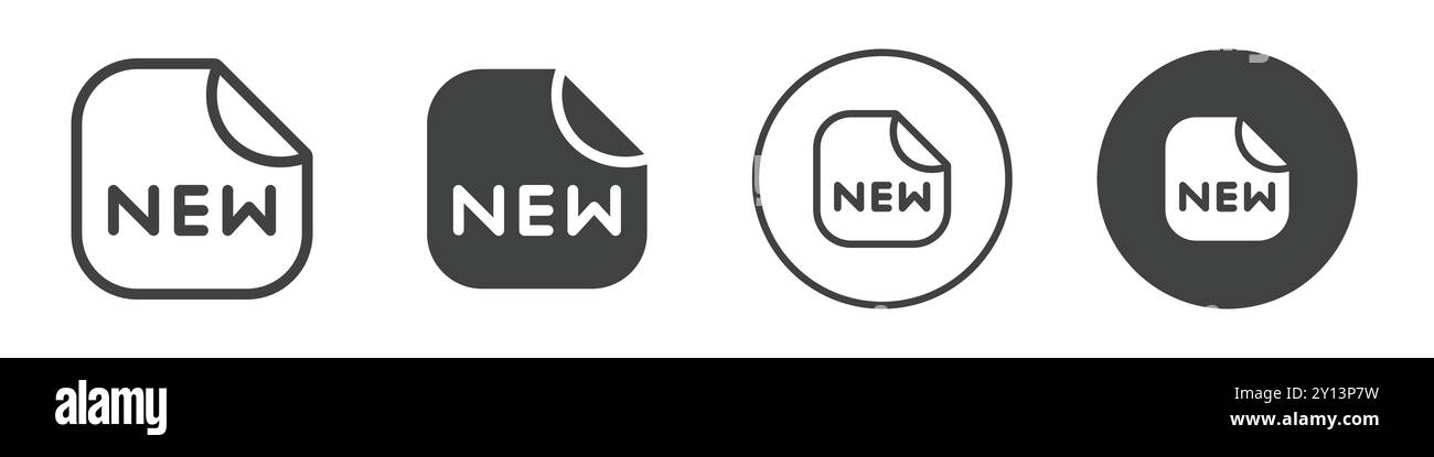 New sticker icon simple flat vector symbol outline collection set logo ...