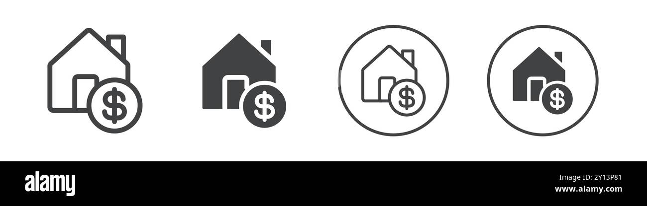 House price icon simple flat vector symbol outline collection set logo ...