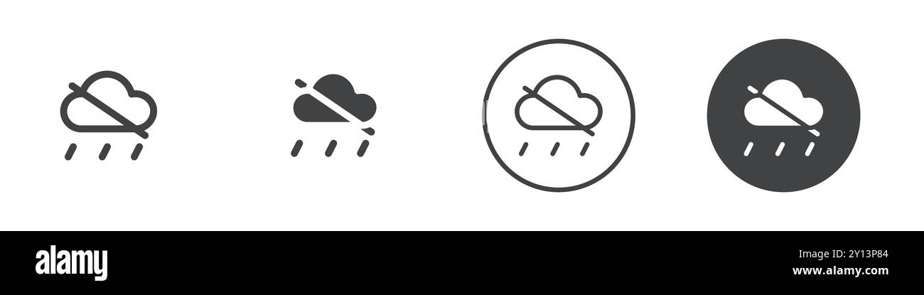 No rain cloud icon simple flat vector symbol outline collection set ...