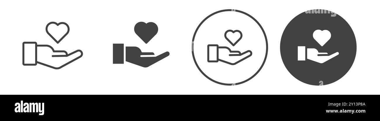 Hand holding heart icon simple flat vector symbol outline collection ...