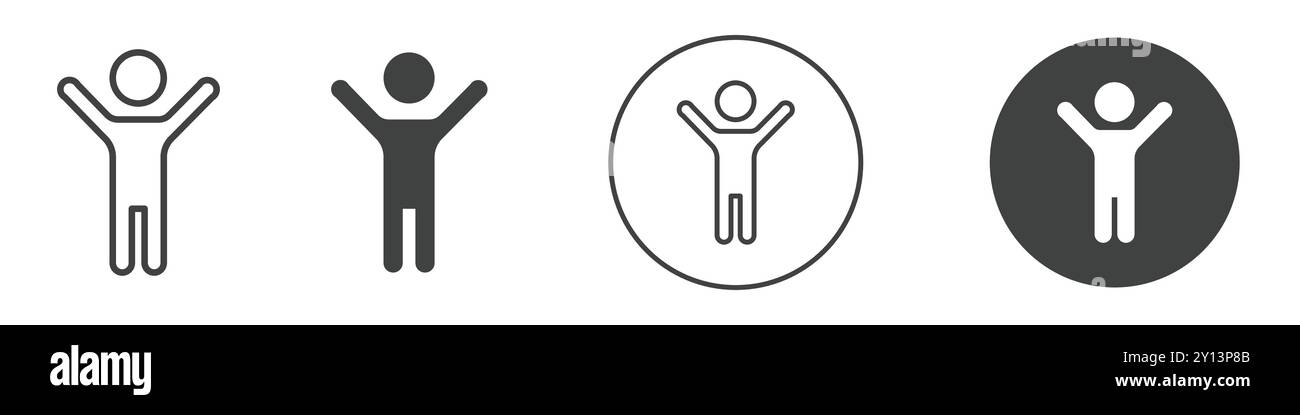 Hands up exercise icon simple flat vector symbol outline collection set ...