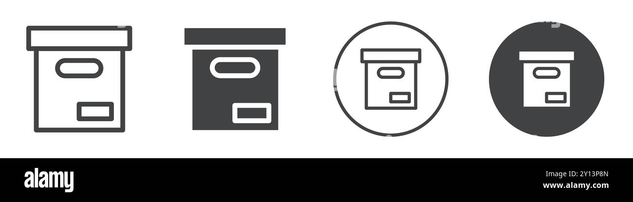 Office file box icon simple flat vector symbol outline collection set ...