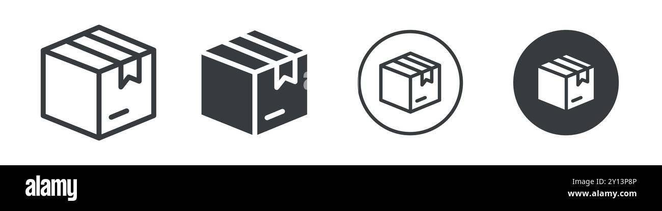 Packed box icon simple flat vector symbol outline collection set logo ...