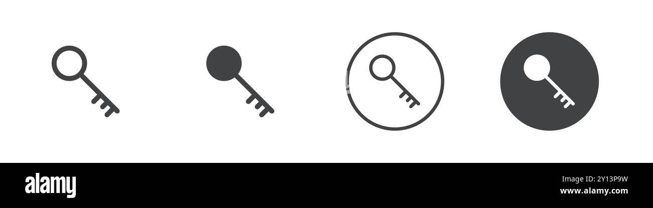 Key icon simple flat vector symbol outline collection set logo Stock ...