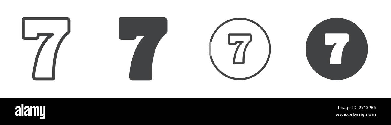 seven icon simple flat vector symbol outline collection set logo Stock ...