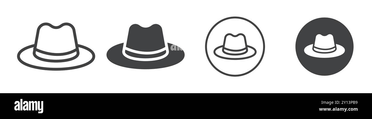 Mens Hat icon simple flat vector symbol outline collection set logo ...