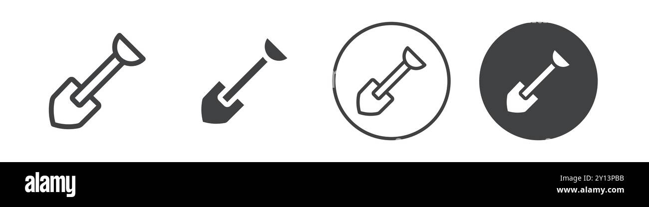 Short shovel icon simple flat vector symbol outline collection set logo ...