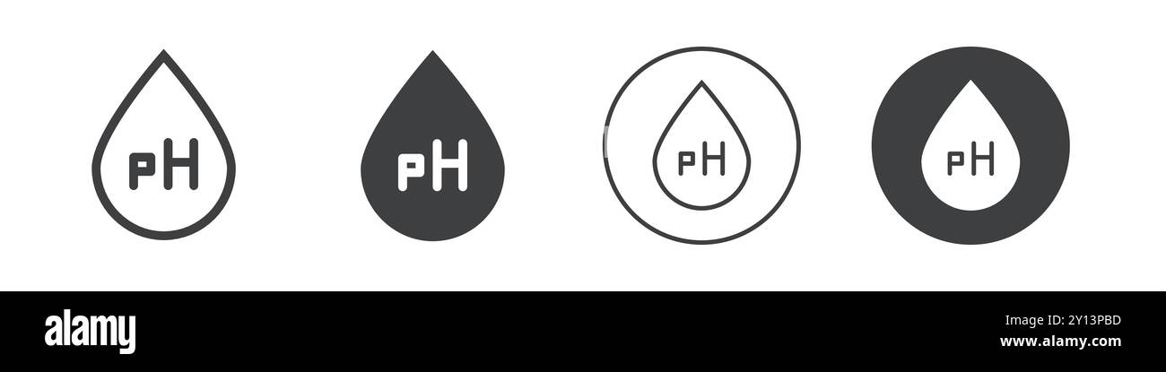 pH water drop icon simple flat vector symbol outline collection set ...