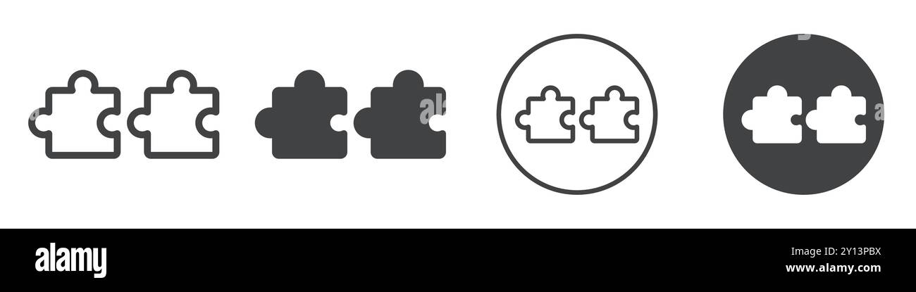 Puzzle pieces icon simple flat vector symbol outline collection set ...