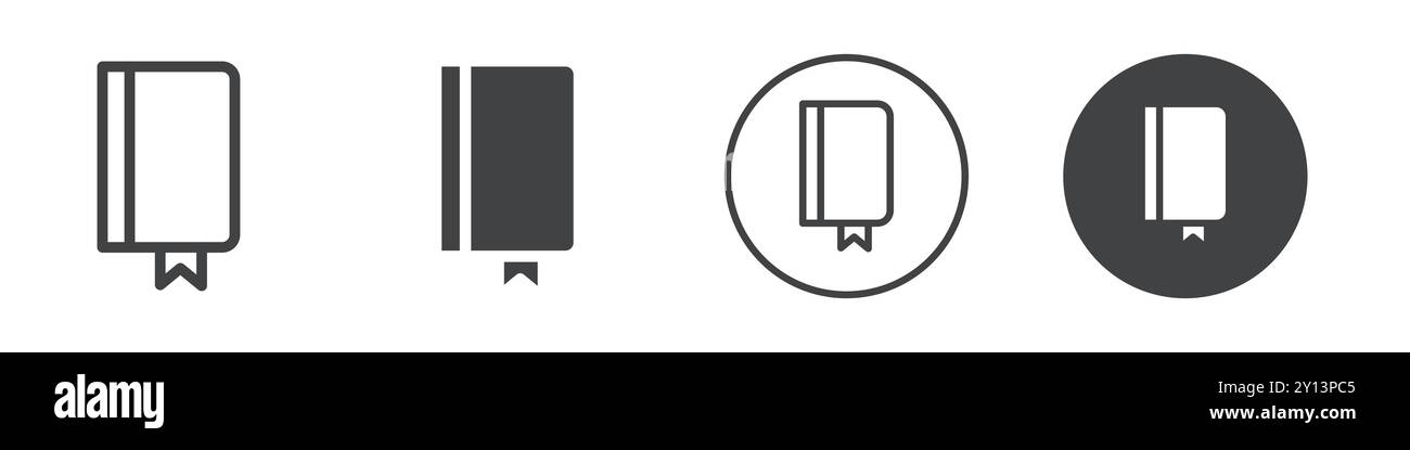 Notebook with bookmark icon simple flat vector symbol outline ...