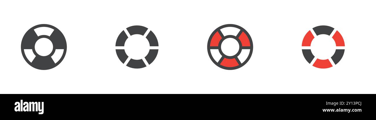 Lifebuoy ring icon simple flat vector symbol outline collection set ...