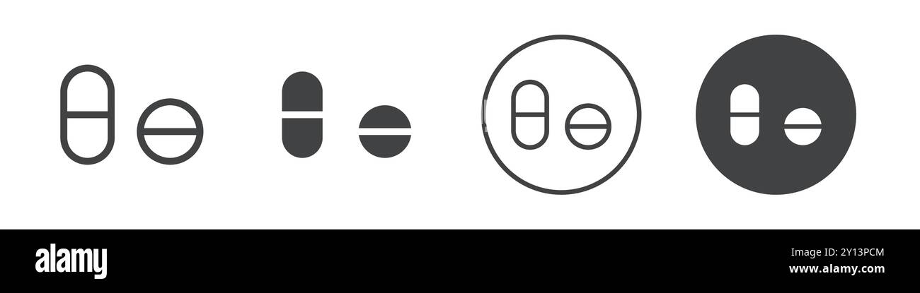 Painkiller pills icon simple flat vector symbol outline collection set ...