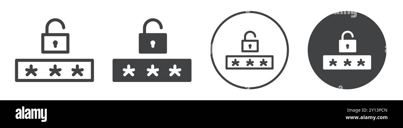 Password protection icon simple flat vector symbol outline collection ...