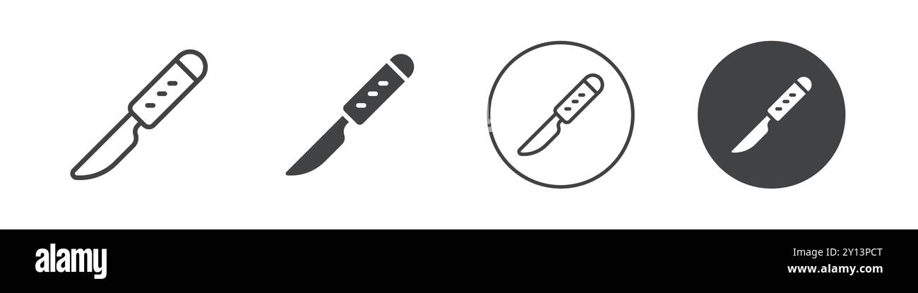 Surgery scalpel icon simple flat vector symbol outline collection set ...