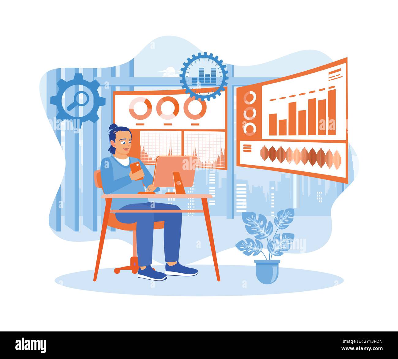 Dual computer screen Cut Out Stock Images & Pictures - Alamy