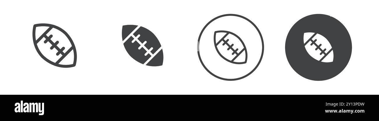 Rugby ball icon simple flat vector symbol outline collection set logo ...