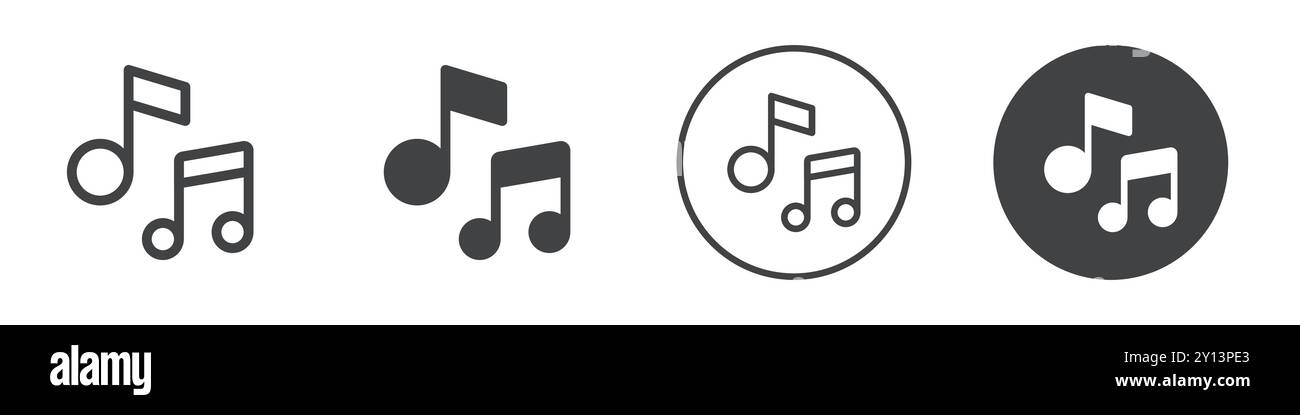 Music note icon simple flat vector symbol outline collection set logo ...