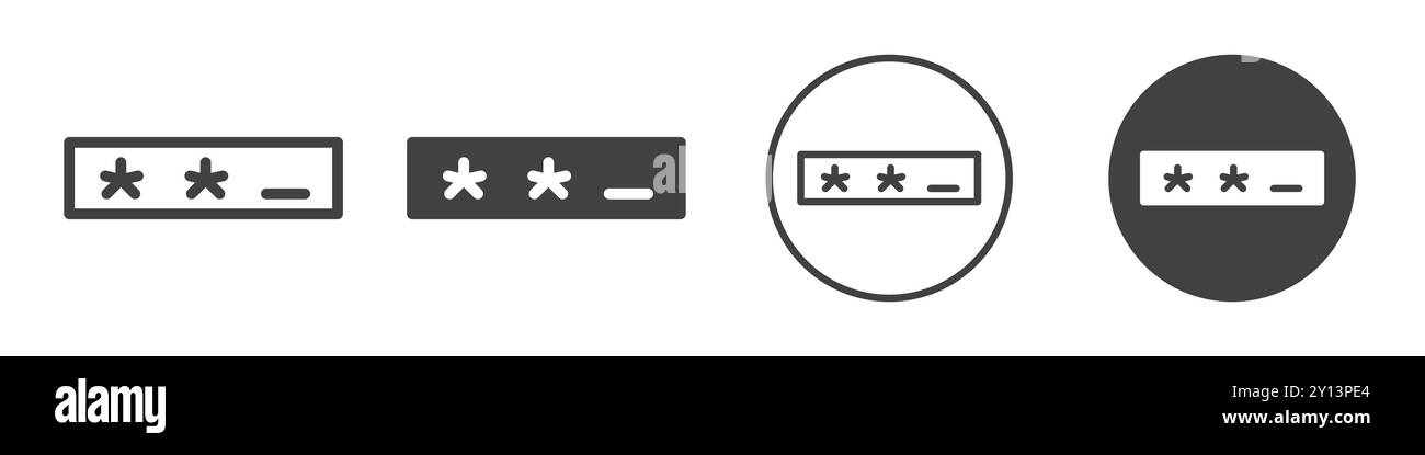 Password Entry icon simple flat vector symbol outline collection set ...