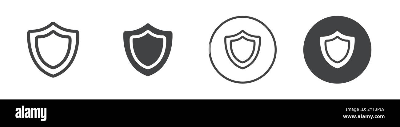 Shield icon simple flat vector symbol outline collection set logo Stock ...