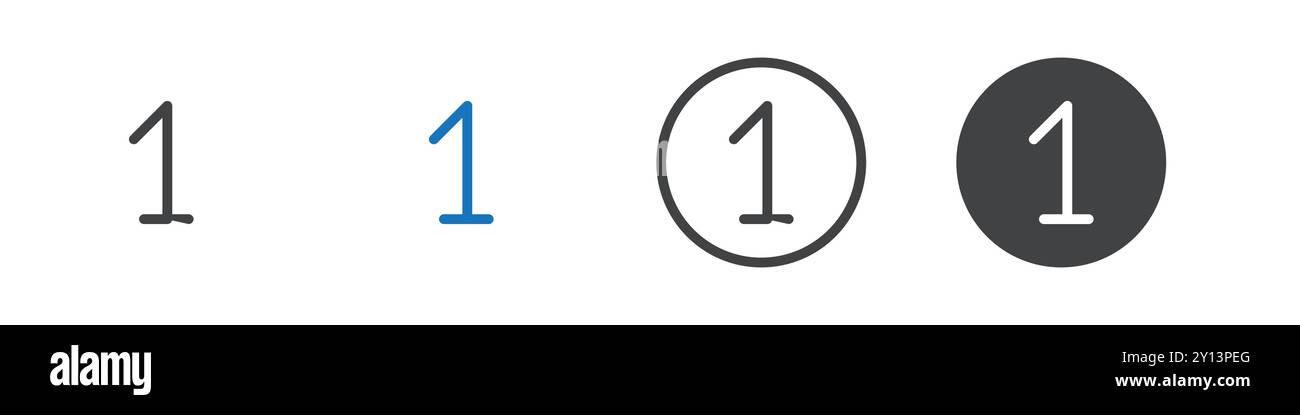 Number 1 icon simple flat vector symbol outline collection set logo ...